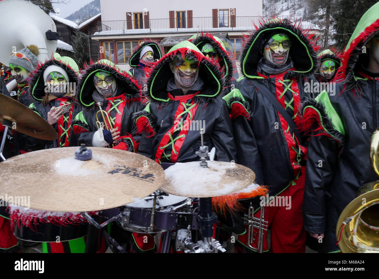 Traditional carnival in Evolene, Val d'Herens, Valais, Swiss Stock ...