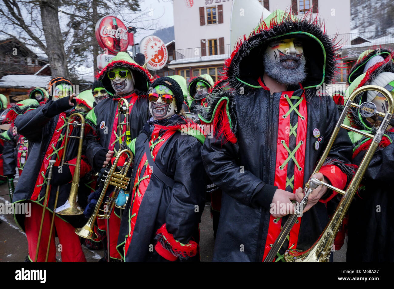 Traditional carnival in Evolene, Val d'Herens, Valais, Swiss Stock ...