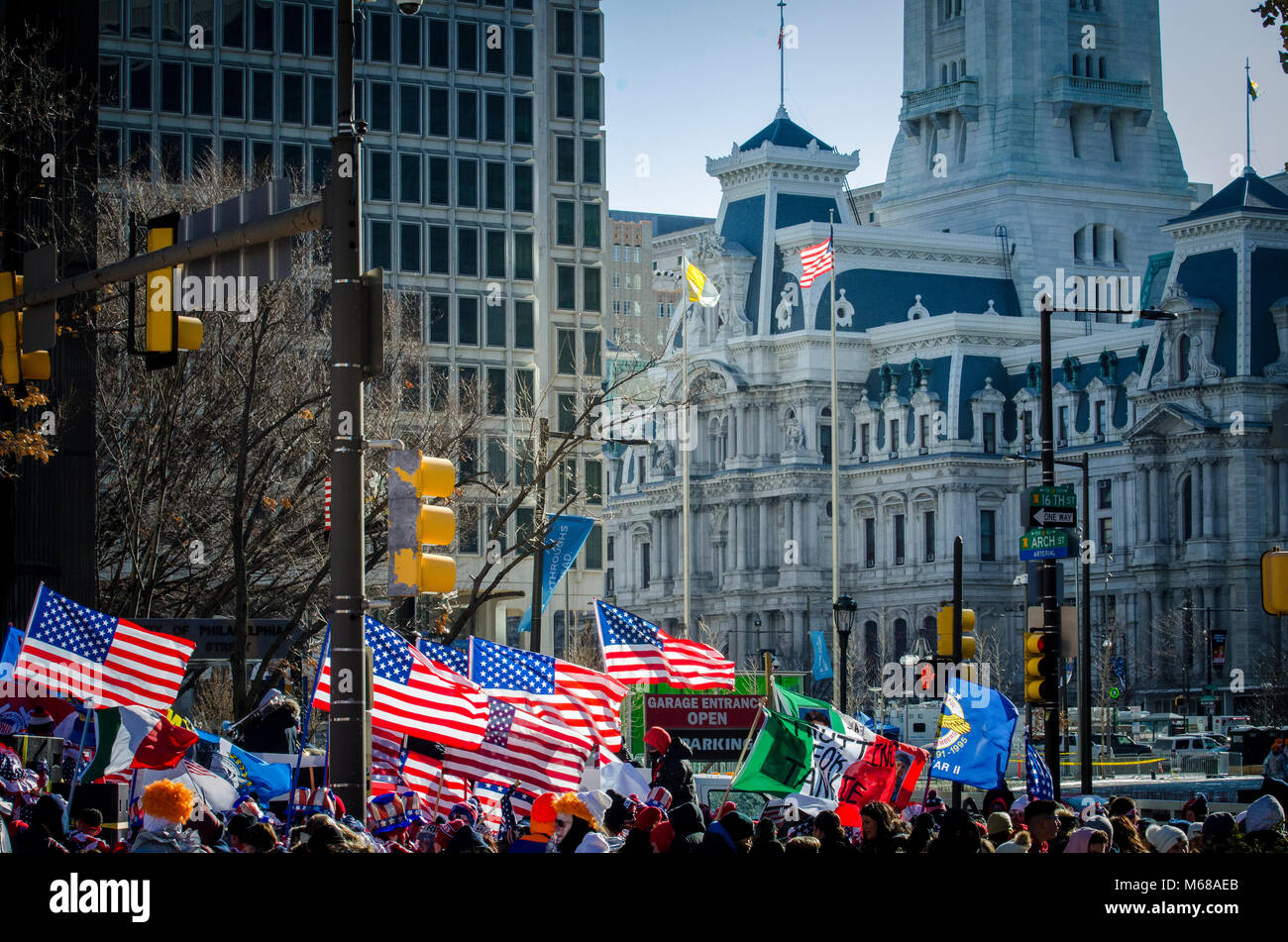Philadelphia PA / USA. Thousands celebrate teh annual Mummers Day ...