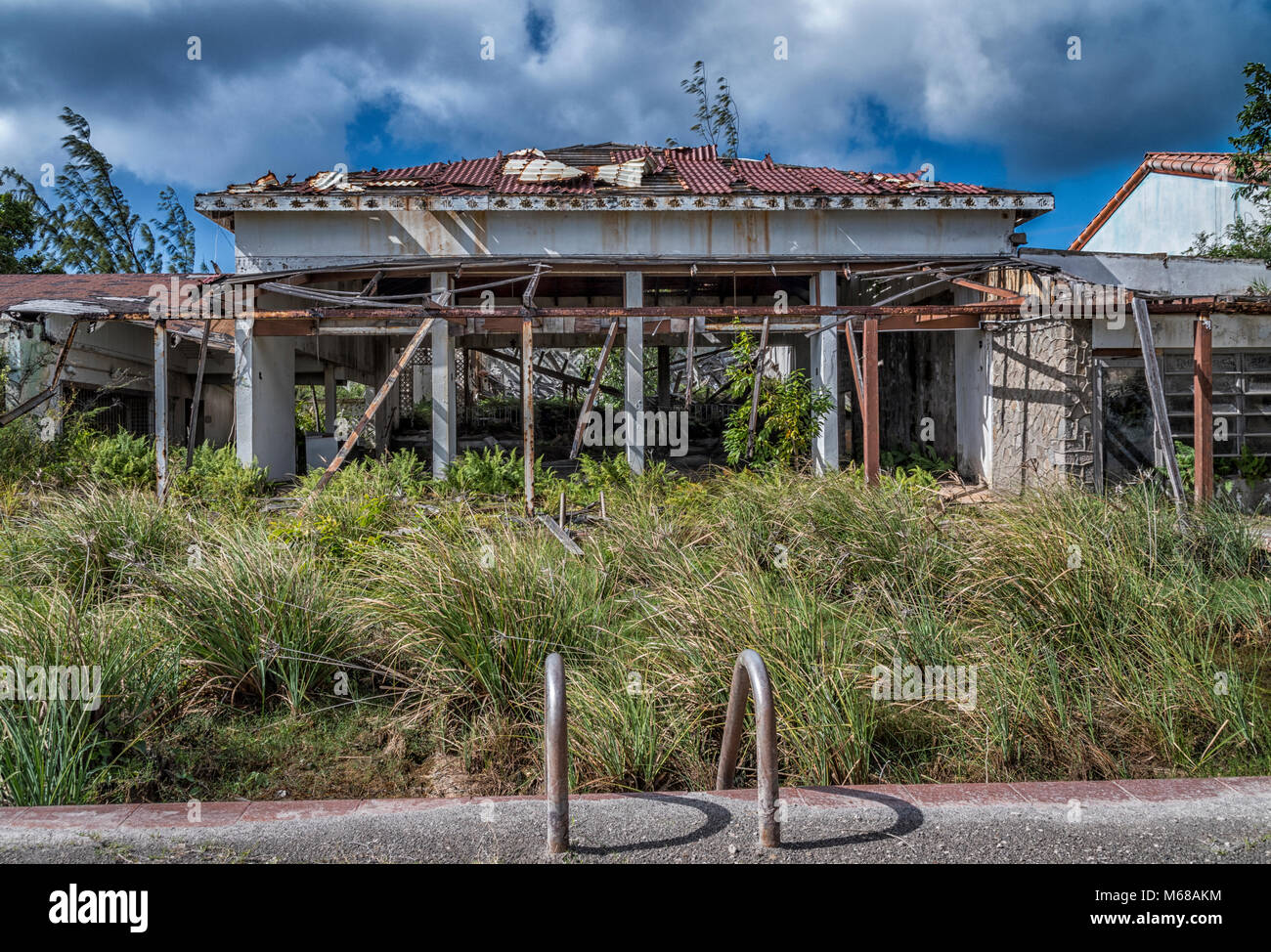 The Soufriere Hills Volcano and the deserted ex capital city of Plymouth, Montserrat after the ...