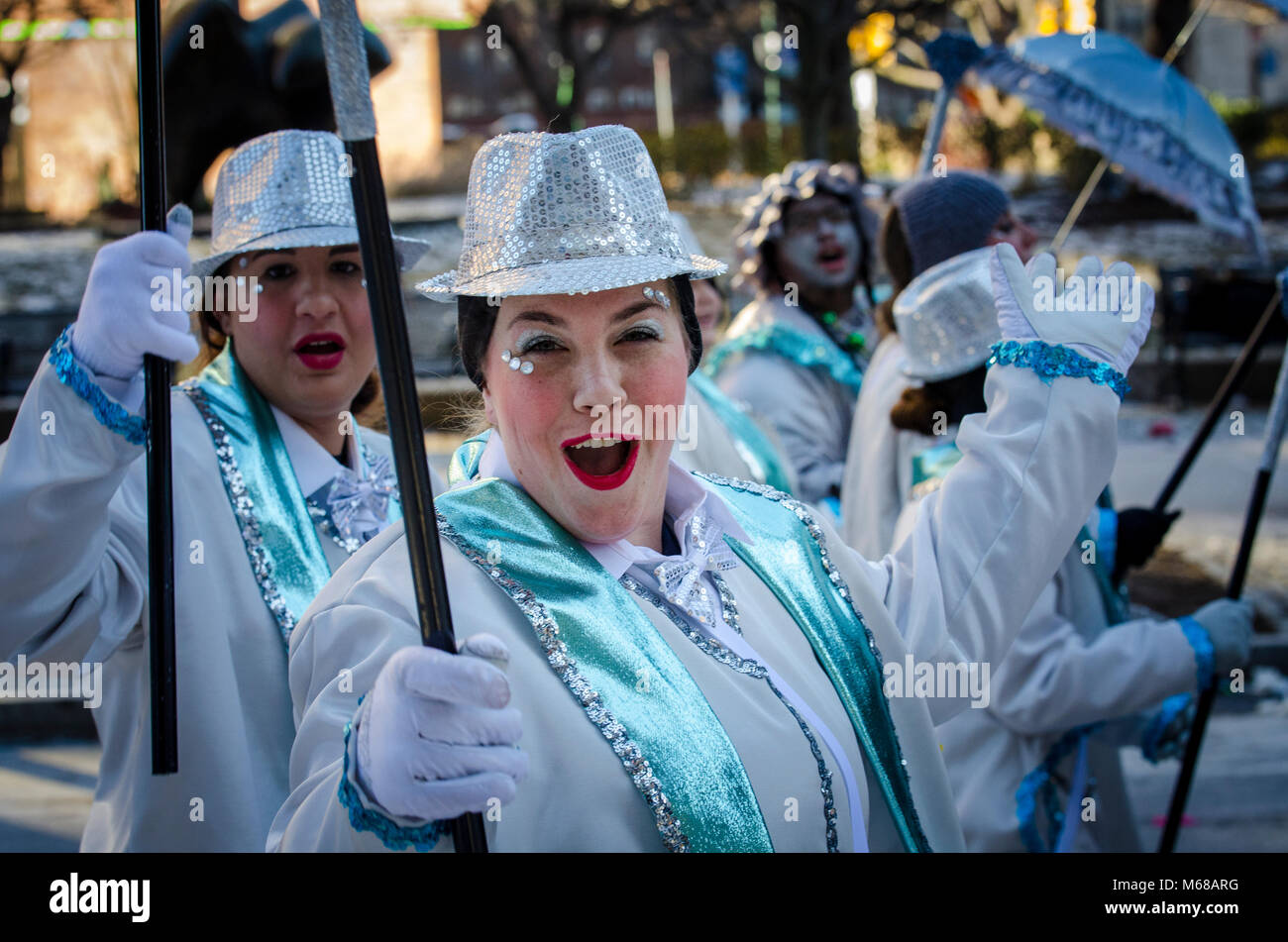 Philadelphia PA / USA. Thousands celebrate teh annual Mummers Day ...