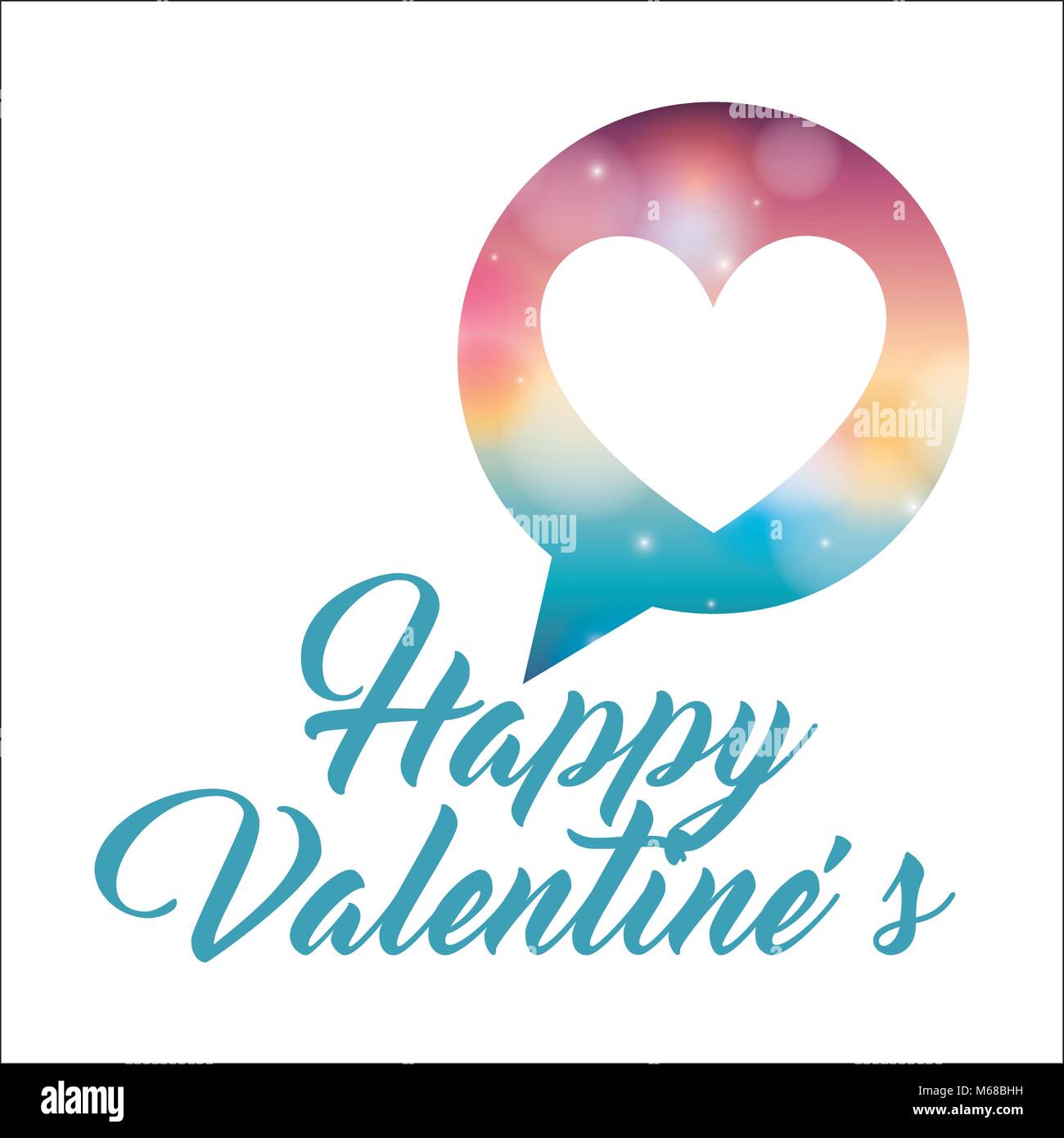 happy valentines handwriting lettering heart love in speech bubble ...