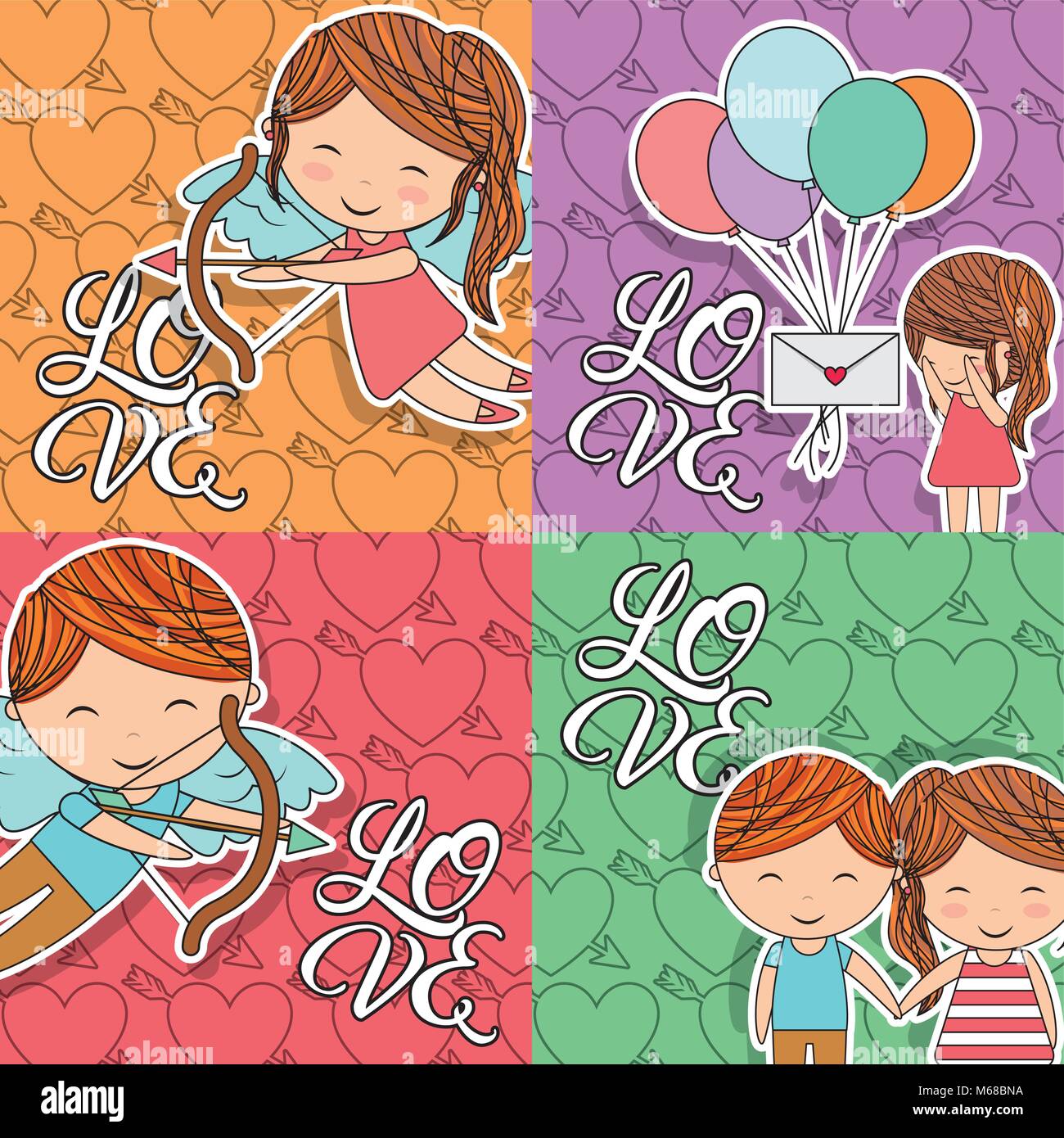 collection of love card little people vector illustration Stock Vector ...
