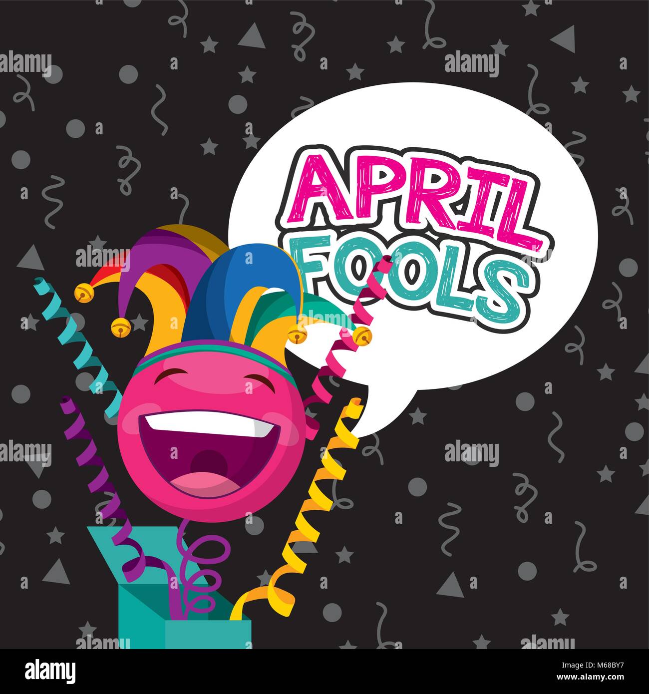 april fools day - happy emoticon streamers confetti celebration dark ...
