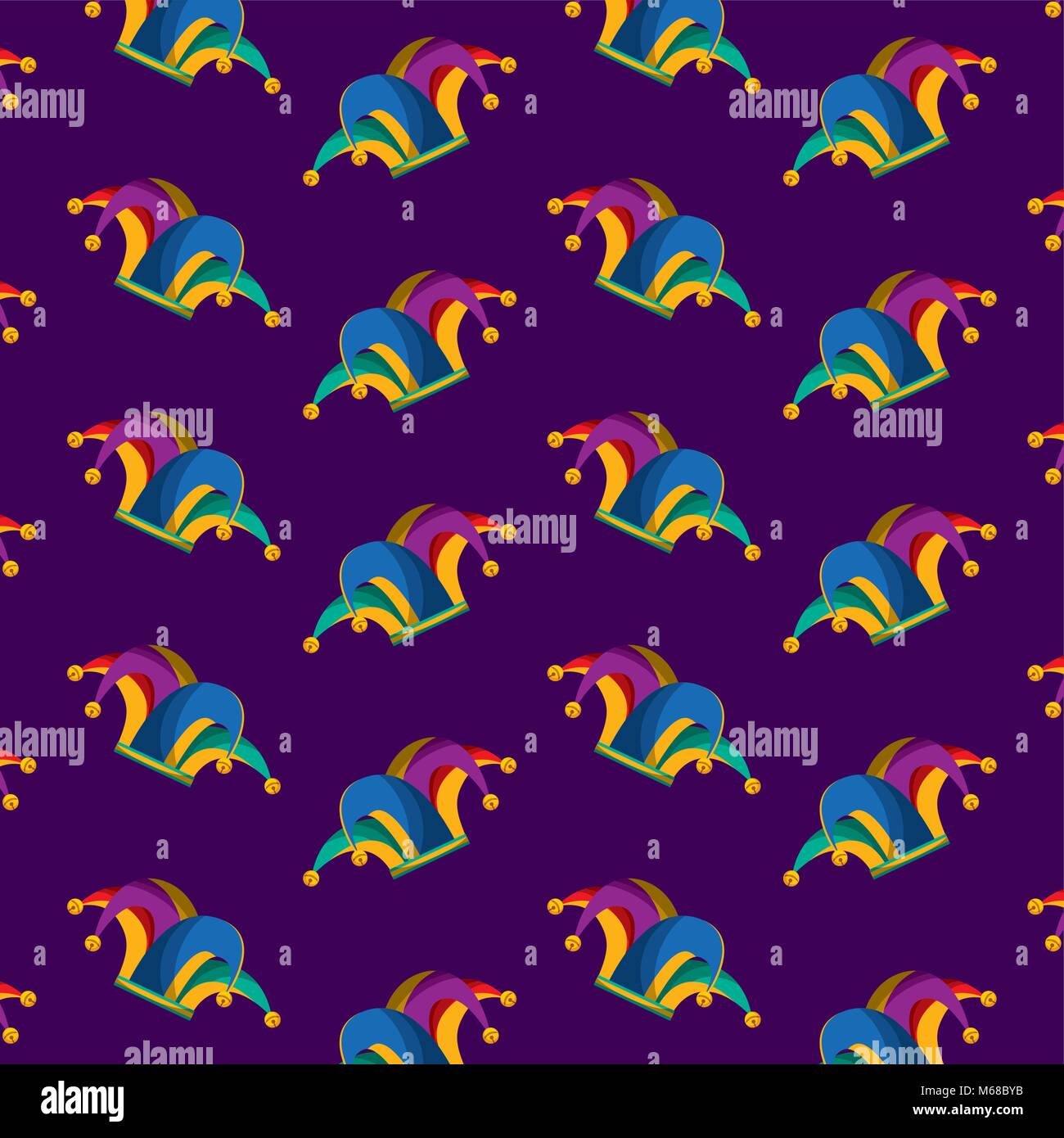 multicolor jester hats decoration pattern blue background Stock Vector ...