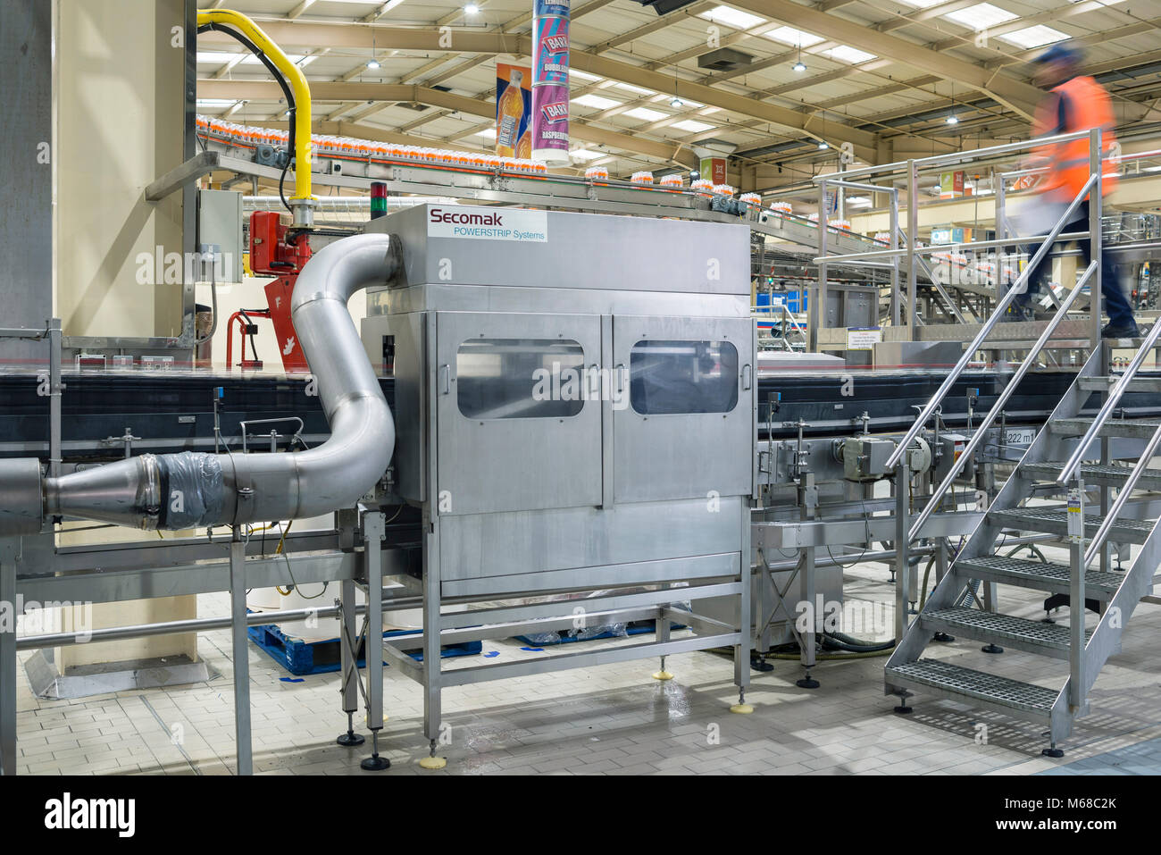 inside the A G Barr factory making Irn Bru drink on the production line ...