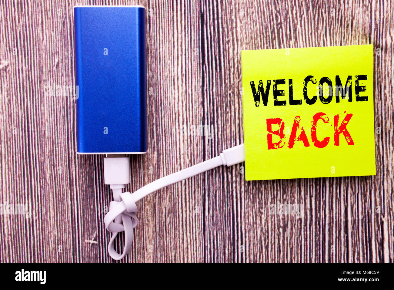 Handwriting Announcement text showing Welcome Back. Business concept ...