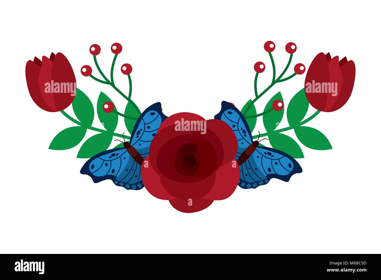 flowers leaves decoration arrangement natural vector illustration Stock ...