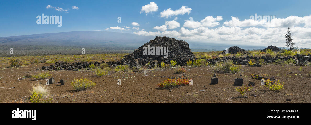 Umi Temple (Ahu A Umi Heiau) remains in North Kona, Hawaii Stock Photo ...