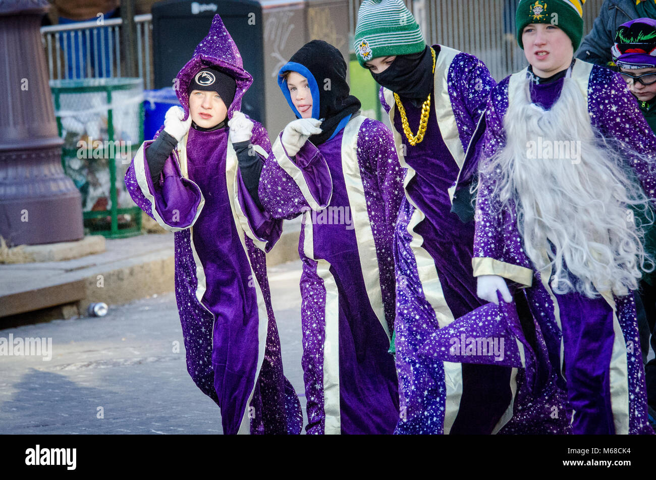 Philadelphia PA / USA. Thousands celebrate teh annual Mummers Day ...