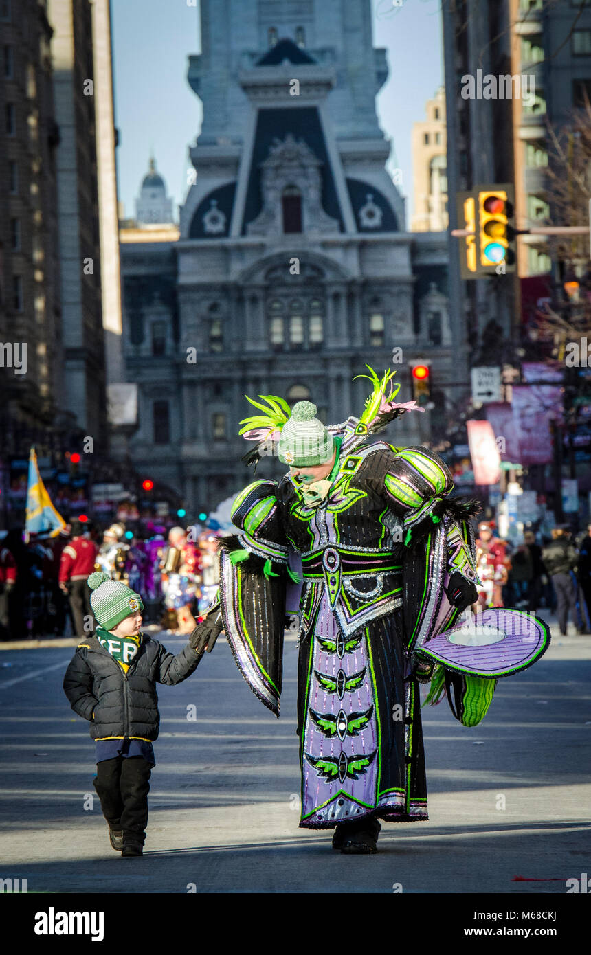 Philadelphia PA / USA. Thousands celebrate teh annual Mummers Day ...