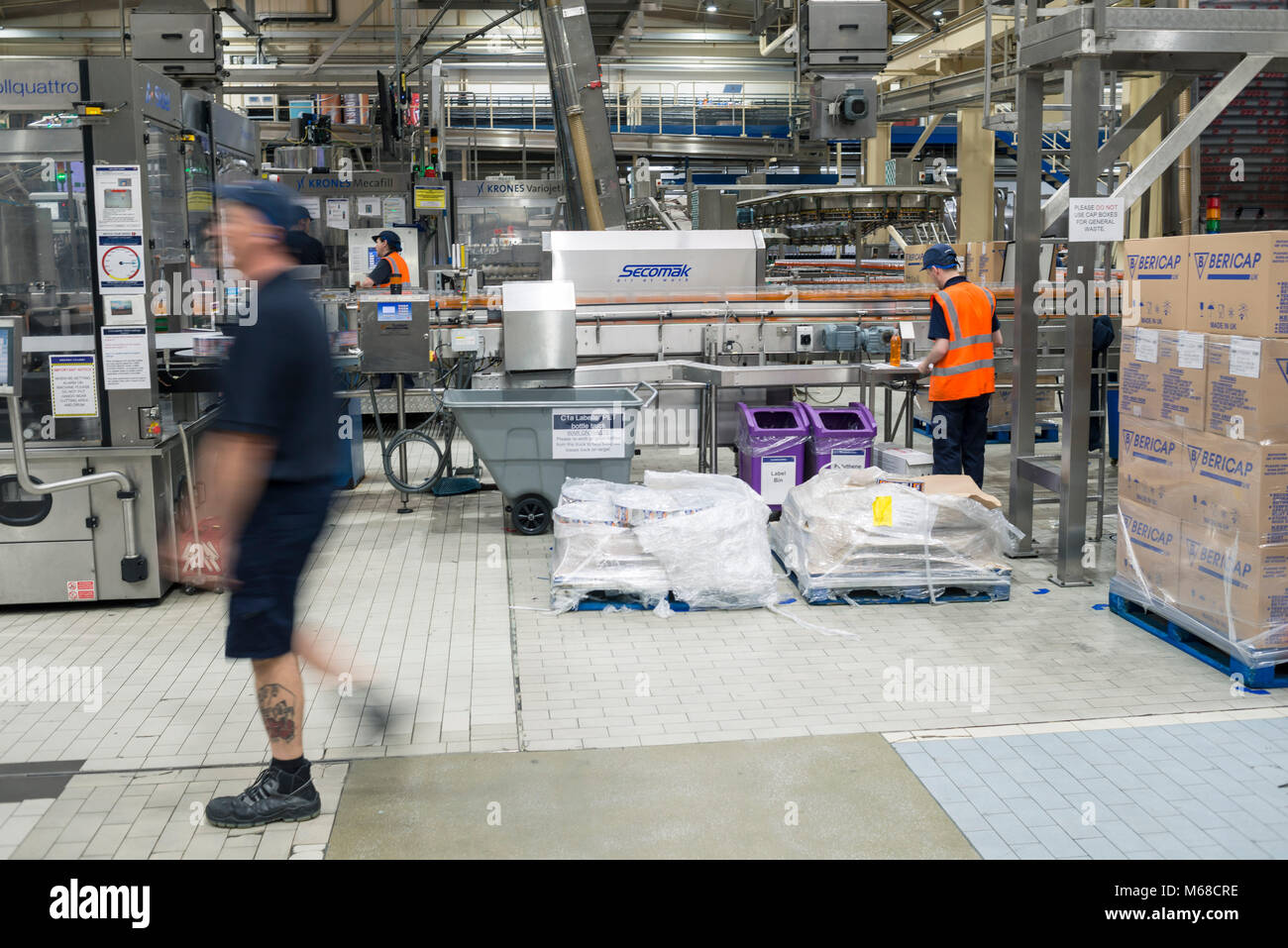 inside the A G Barr factory making Irn Bru drink on the production line ...