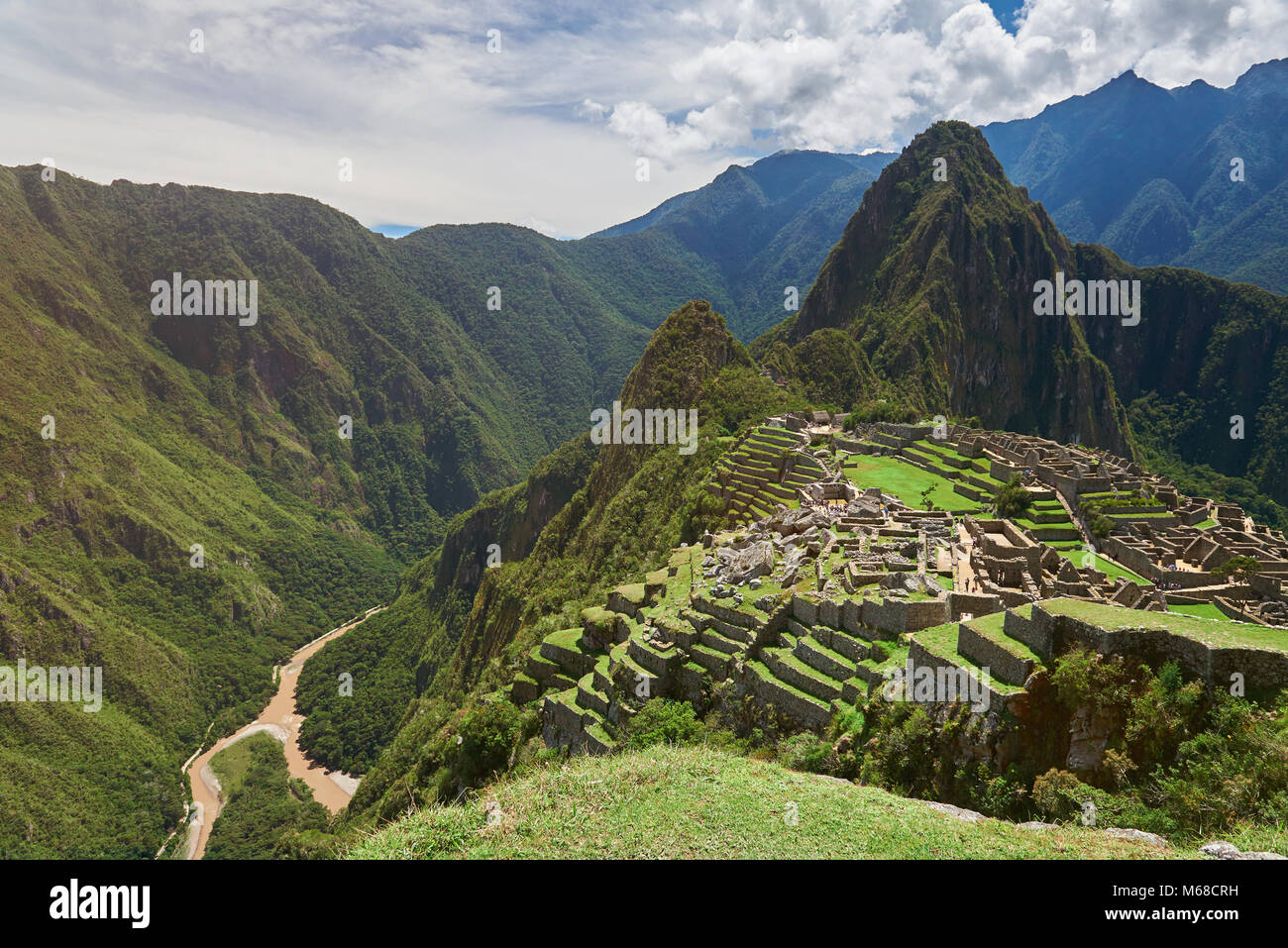 Peruvian mountain landscape with Machu Picchu ancient town Stock Photo ...