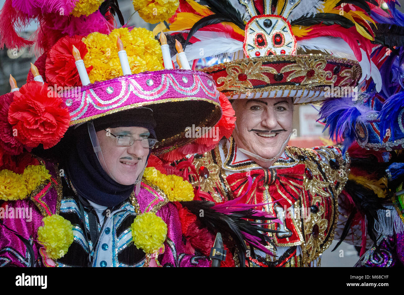 Philadelphia PA / USA. Thousands celebrate teh annual Mummers Day ...