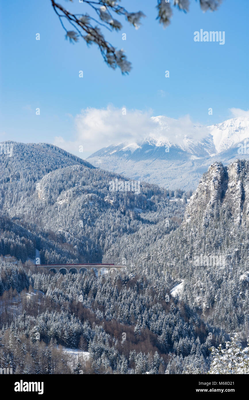 Semmering: View from „20-Schilling-Blick“ (20 Schilling view) of the ...