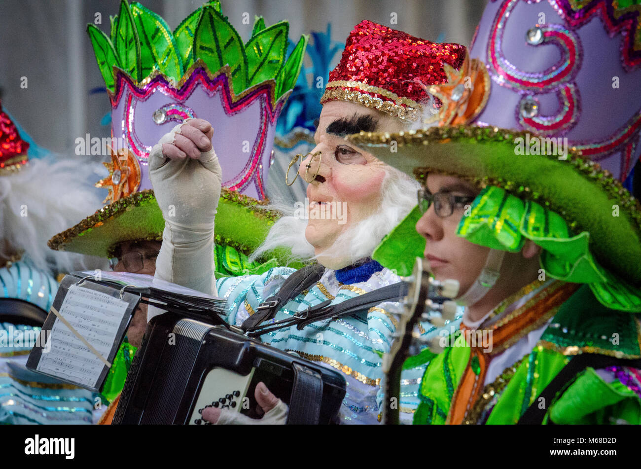 Philadelphia PA / USA. Thousands celebrate teh annual Mummers Day ...