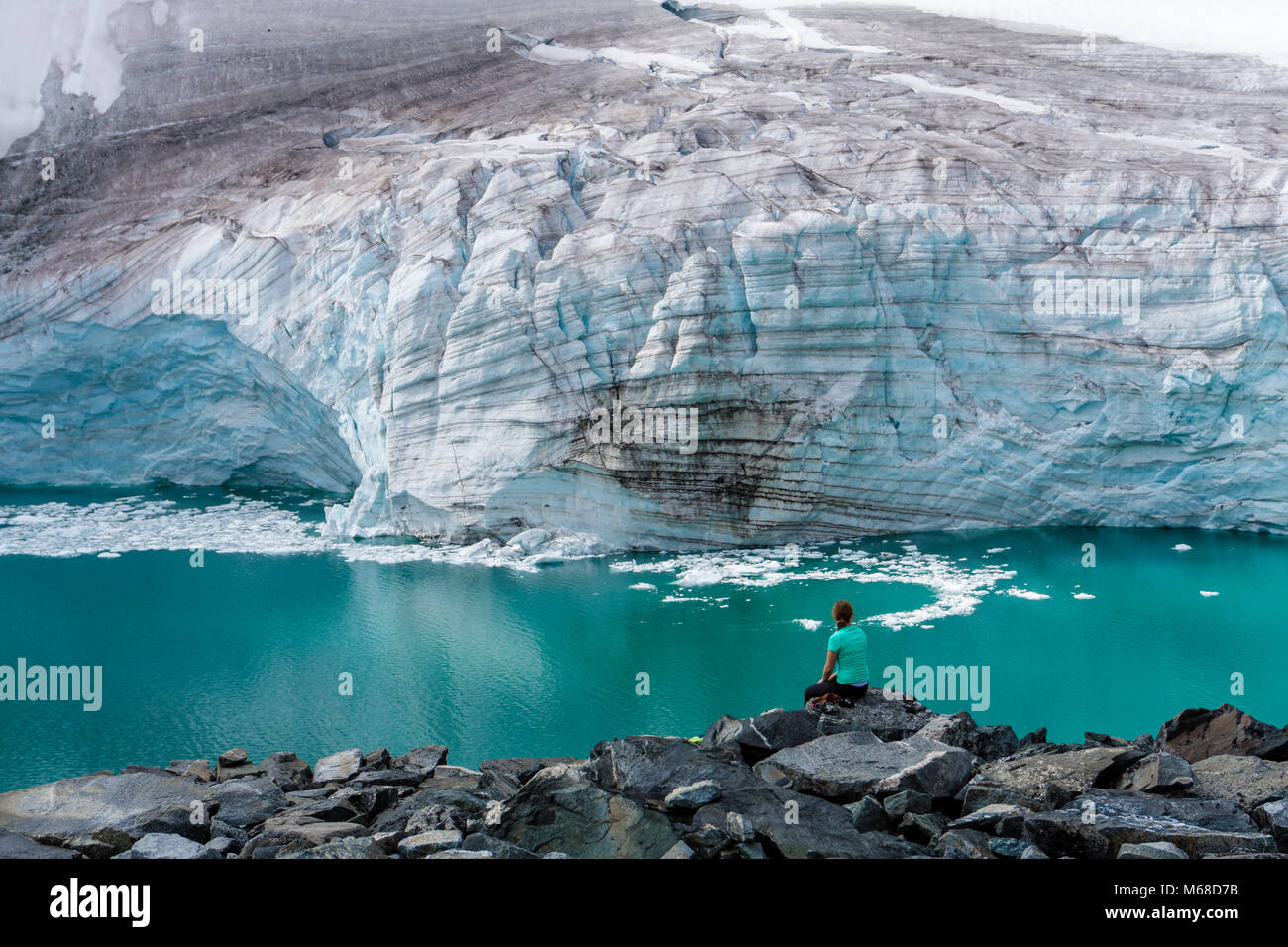 girl in meditation at Jostedalsbreen glacier Stock Photo - Alamy