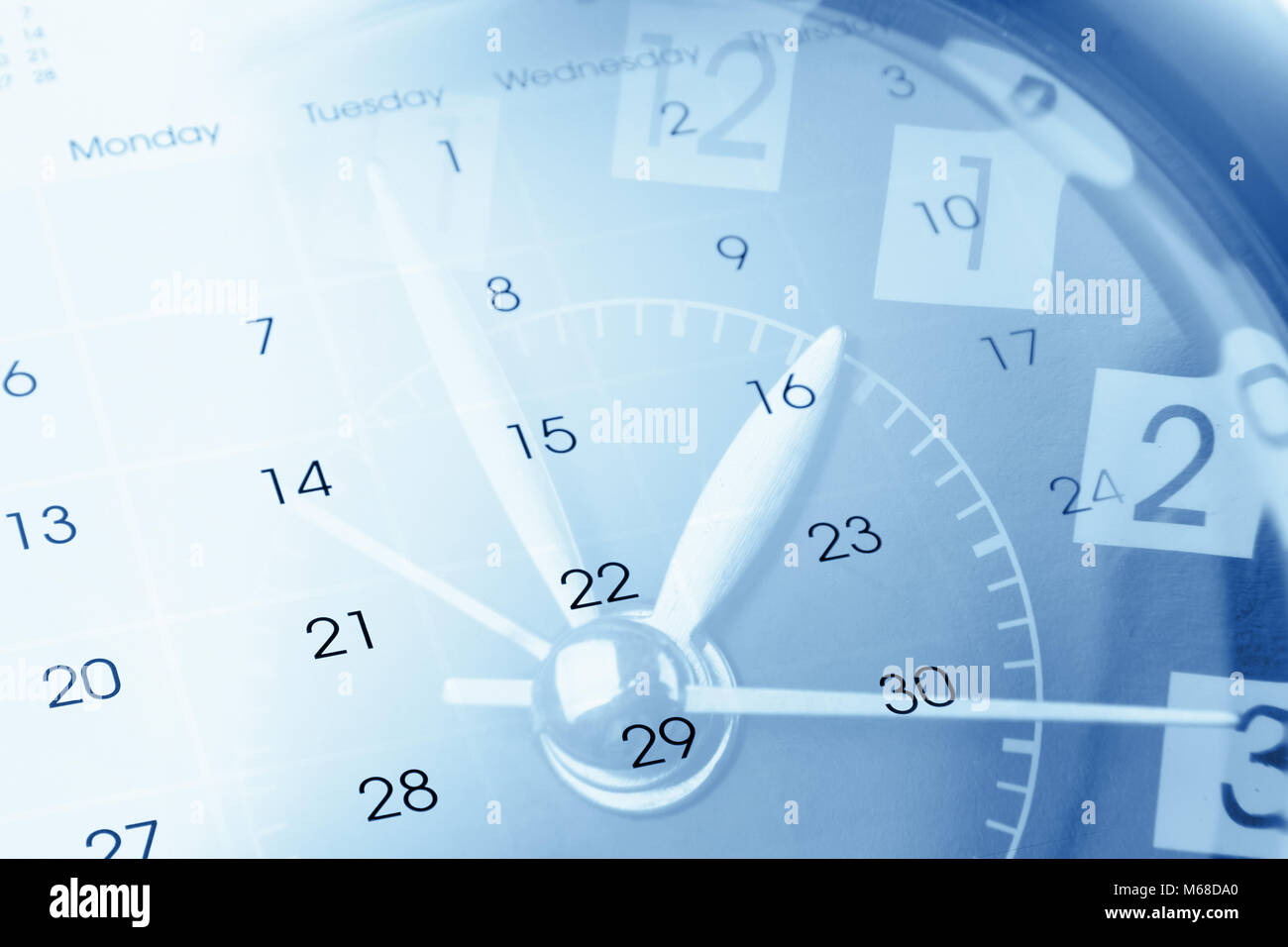 Clock face and calendar composite Stock Photo - Alamy