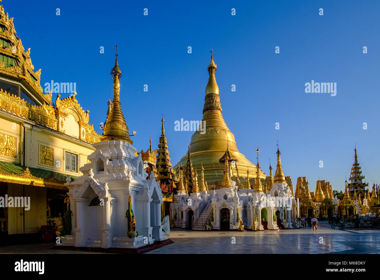Detail of the golden Shwedagon pagoda, the most sacred pagoda of ...