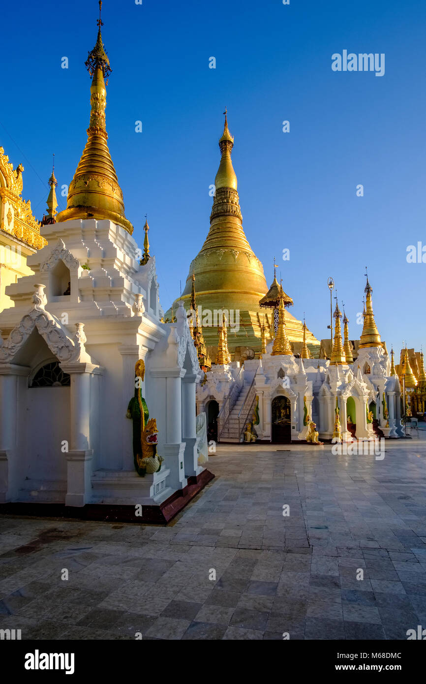 Detail of the golden Shwedagon pagoda, the most sacred pagoda of ...