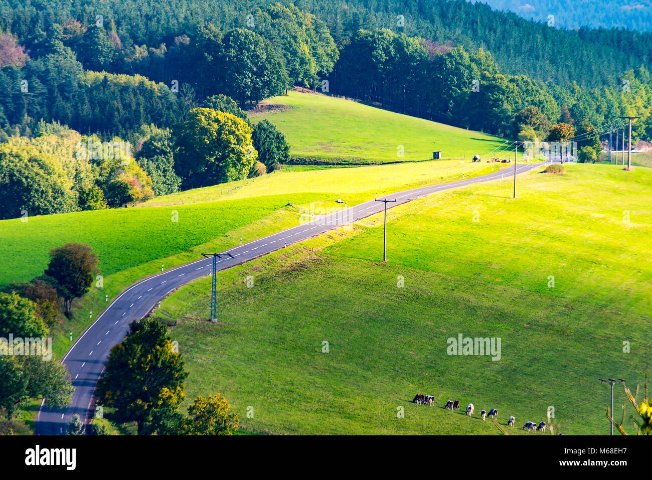 A small road to a Village or a Town Stock Photo - Alamy