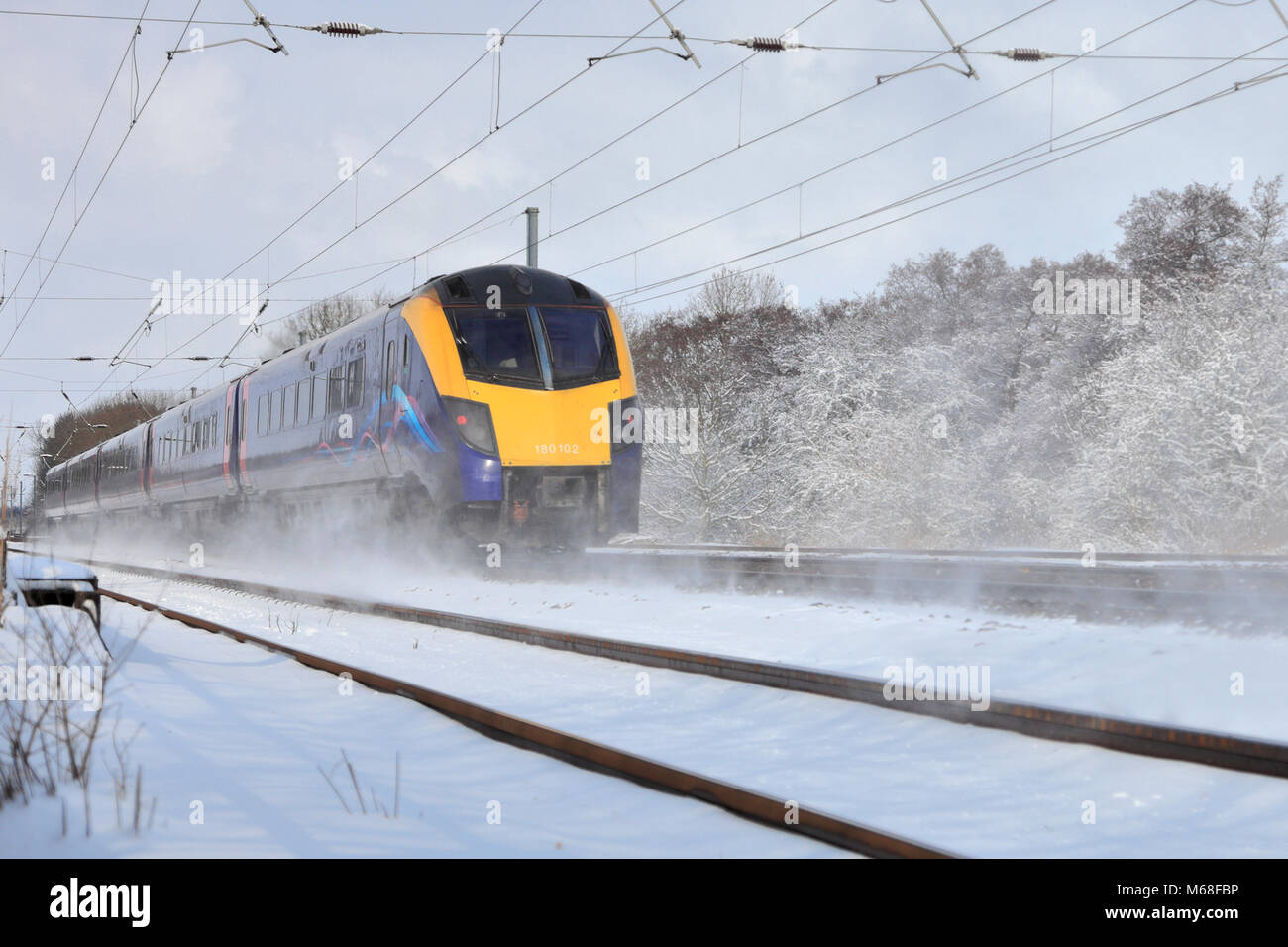 Winter snow, 180102 First Hull Trains, East Coast Main Line Railway ...