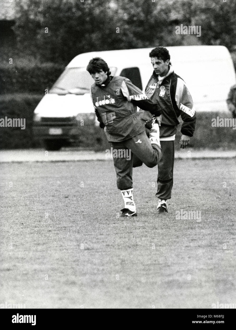 Italian football players Gianfranco Zola and Roberto Baggio, 1990s ...