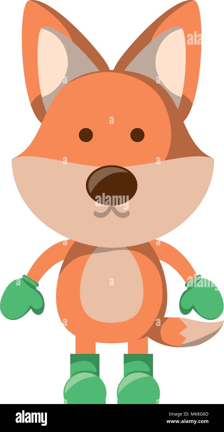 cute fox with boots and gloves over white background. christmas animals ...
