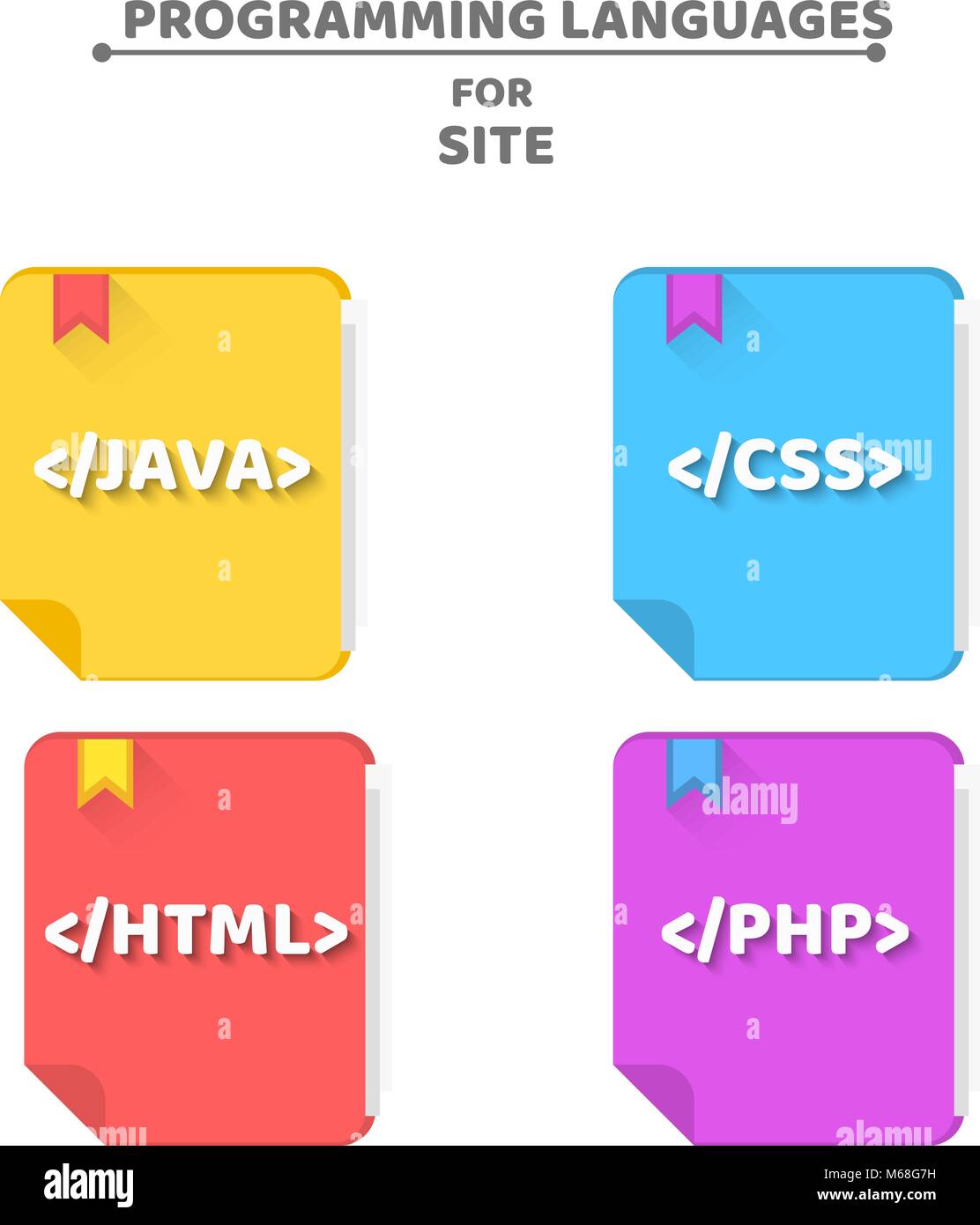 Multicolored Books On Programming Languages The Falling Shadow Java Php Html Css Web Icons