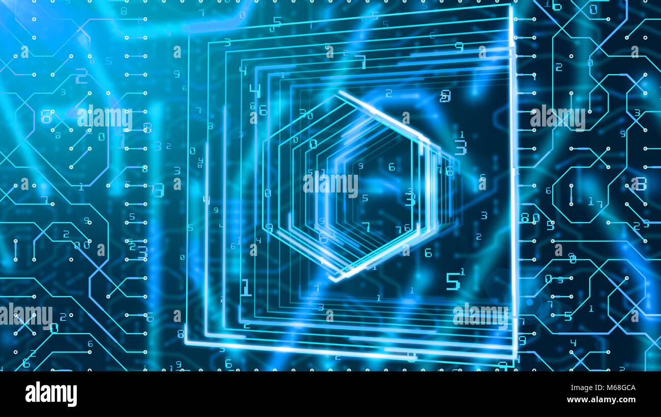 Blue circuit board hex pattern hi-res stock photography and images - Alamy