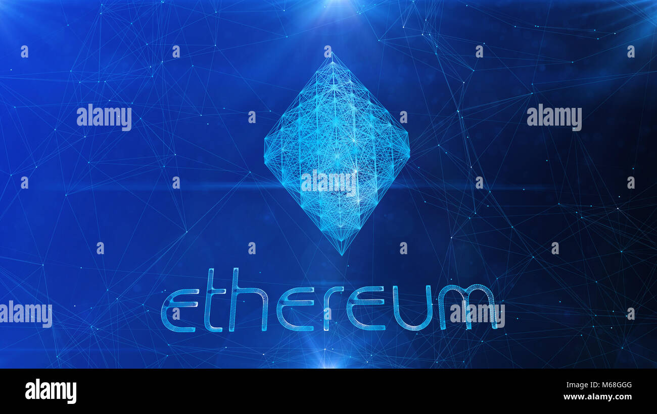 A dazzling 3d illustration of an arty Ethereum sign whirling slowly ...