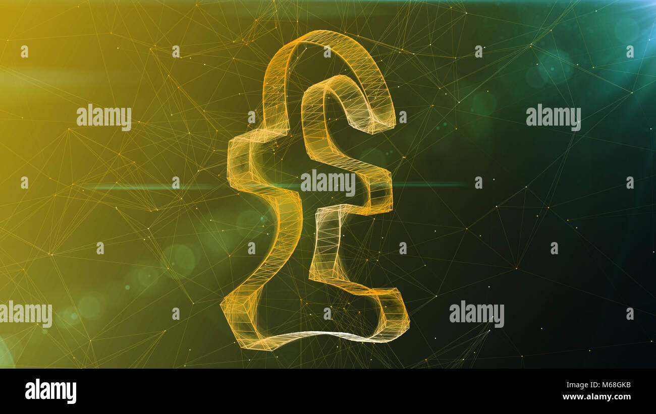 A wonderful 3d illustration of a beaming crystal pound sign spinning ...