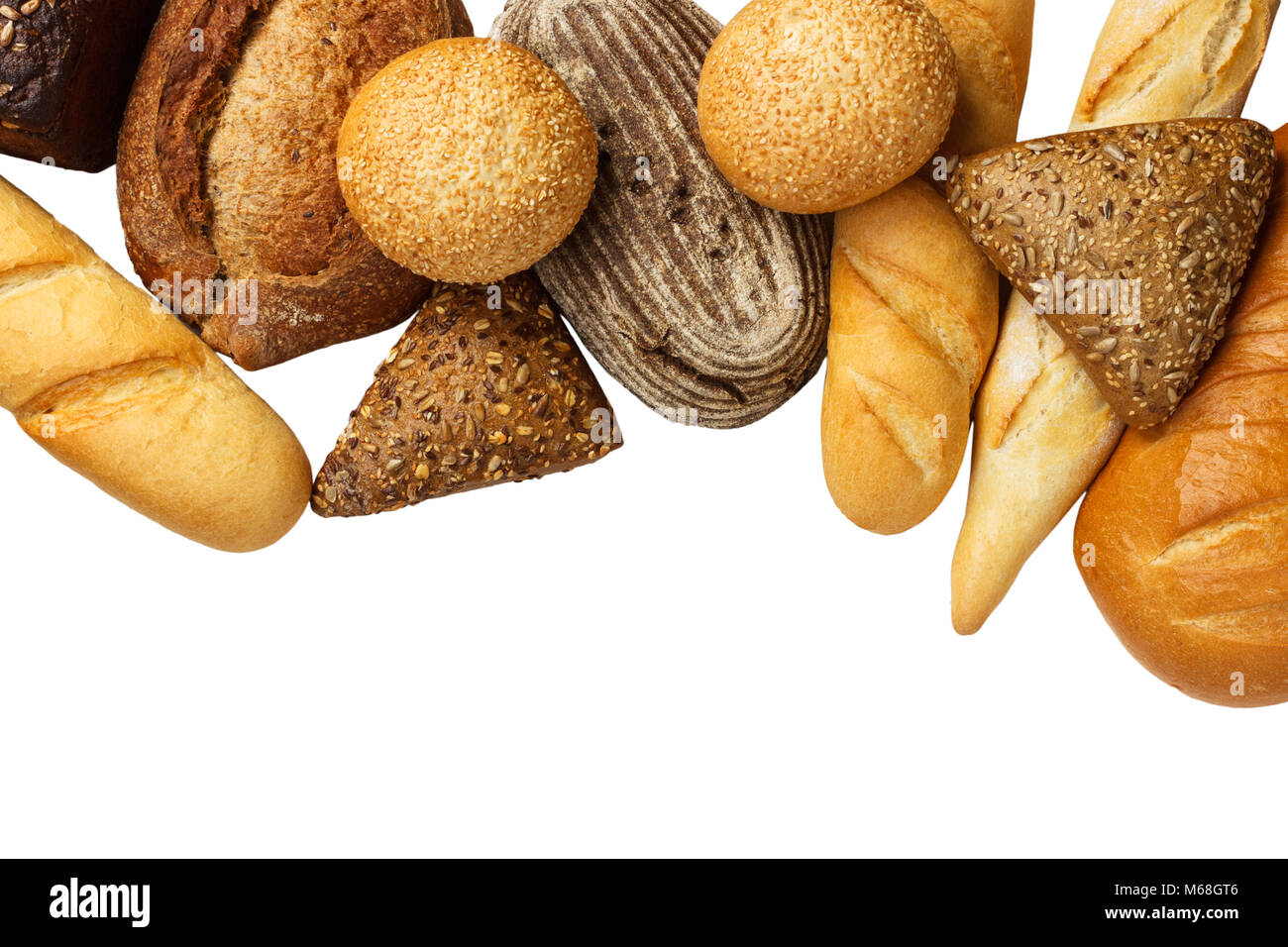 assorted breads isolated on a white background Stock Photo - Alamy