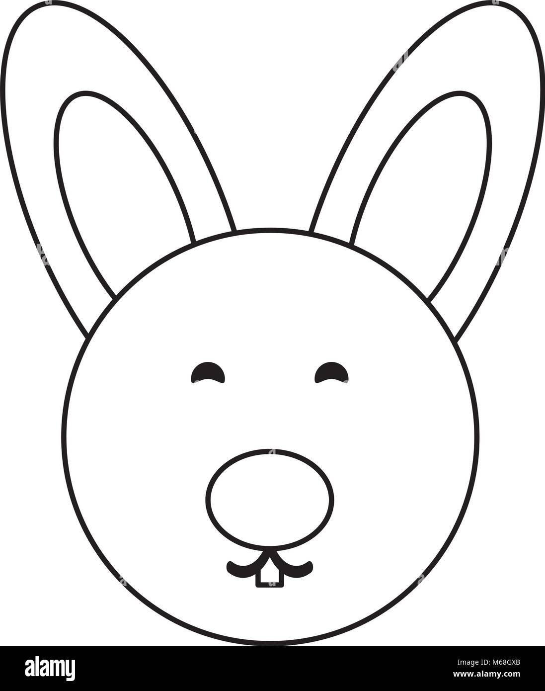 cute rabbit face icon over white background, vector illustration Stock ...