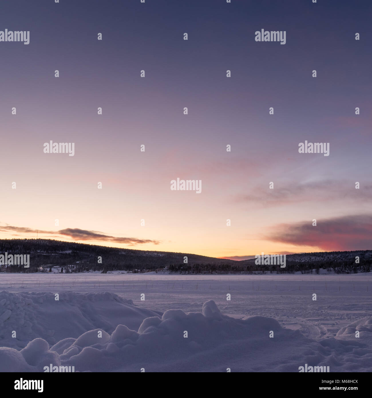Sunset over the Torne River Valley by the IceHotel, Lappland, Sweden ...