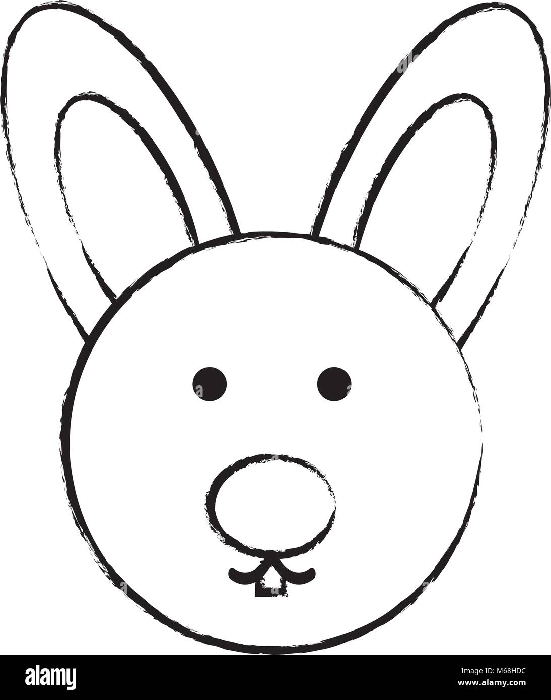 sketch of cute rabbit face icon over white background, vector ...