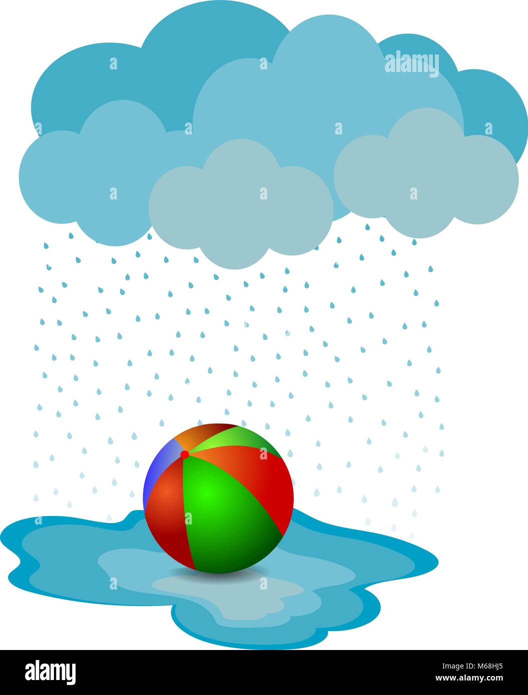 inflatable ball lies in a puddle in the rain Stock Vector Image & Art ...
