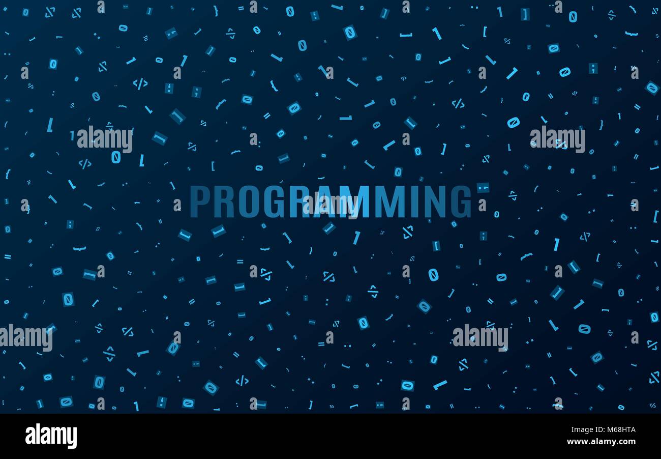 Abstract background from different programming symbols. Hi-tech and ...