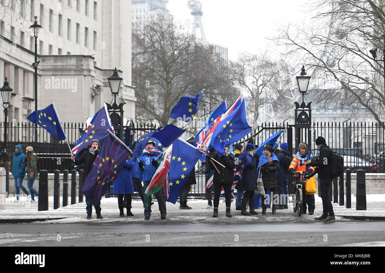Protesters outside Downing Street in London as European Council ...