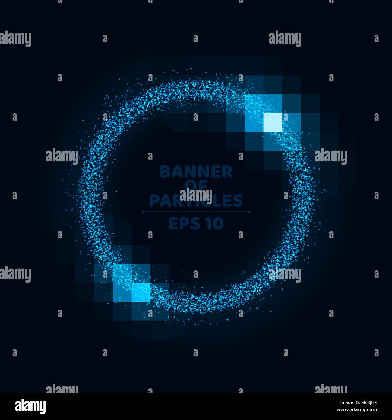 A glowing banner of small, round particles on a dark background. A ...