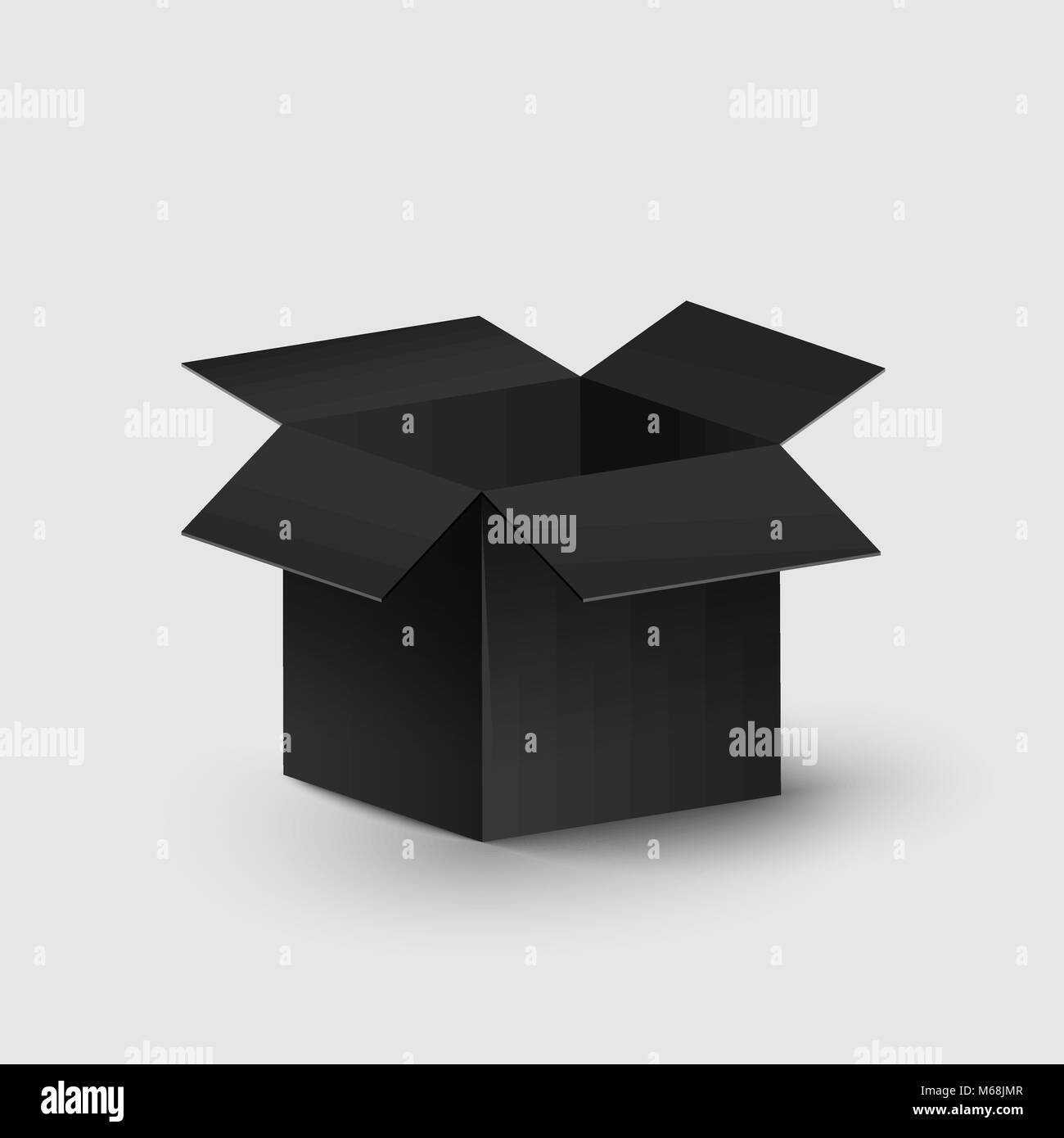 Black realistic box on a white background. Empty and open box. Place ...