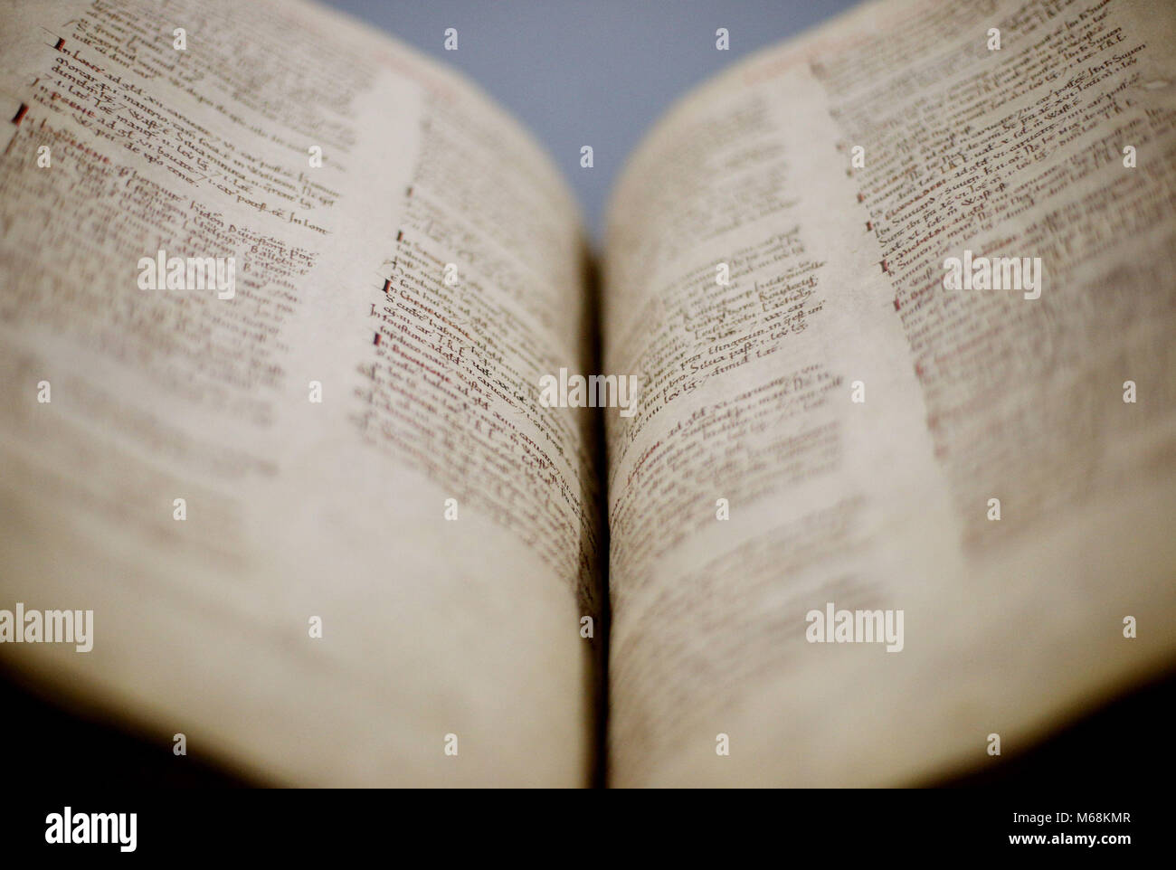 A general view of the original Domesday Book on display at The National ...