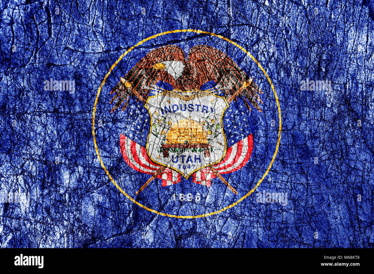 Grudge stone painted Utah flag Stock Photo - Alamy