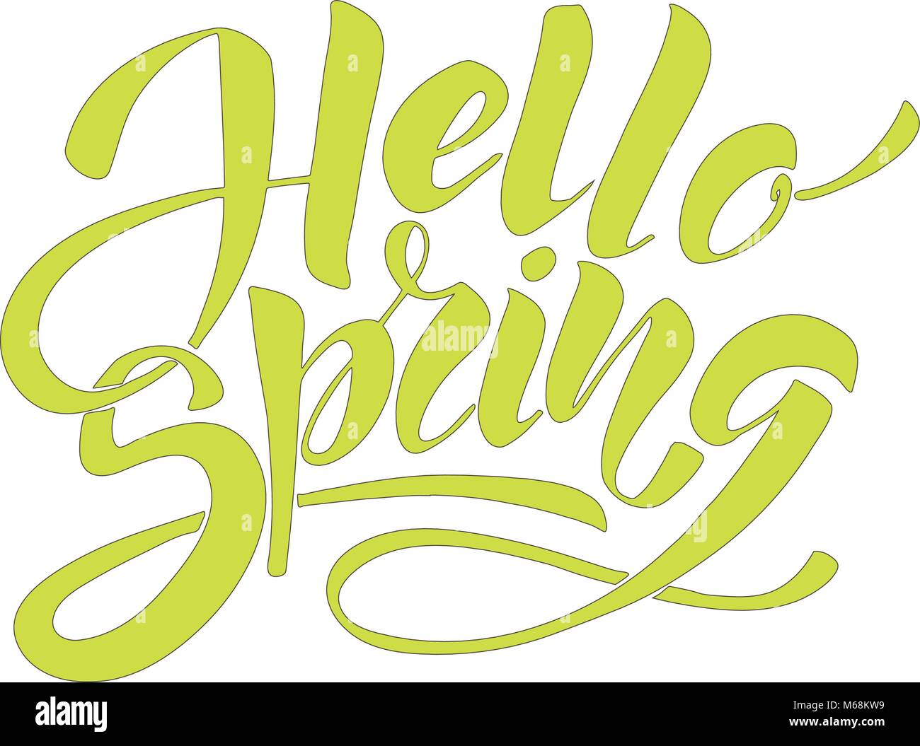 hello spring - hand lettering inscription to winter holiday design ...