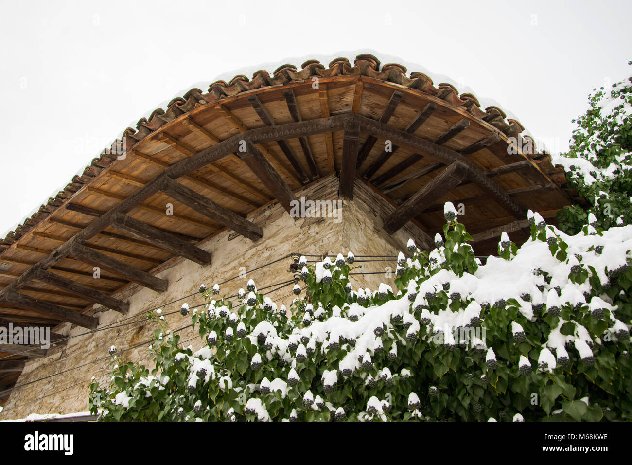 Close Up of ancient house roof, traditional wooden construction Stock ...