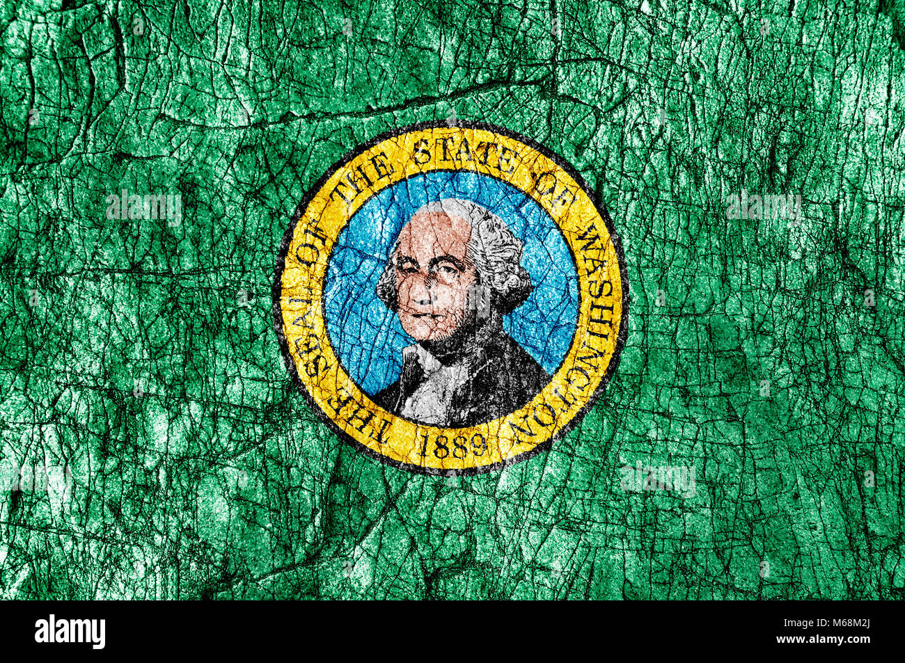 Grudge stone painted Washington flag Stock Photo - Alamy