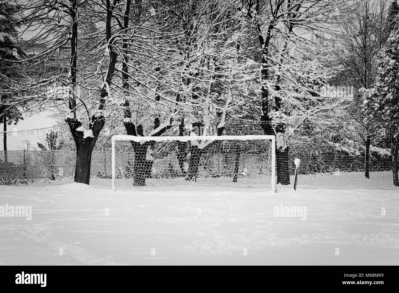 Football goal frost in snow hi-res stock photography and images - Alamy