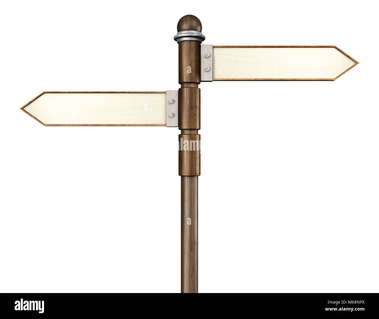 3D illustration of crossroads signpost indication travel or indecision ...