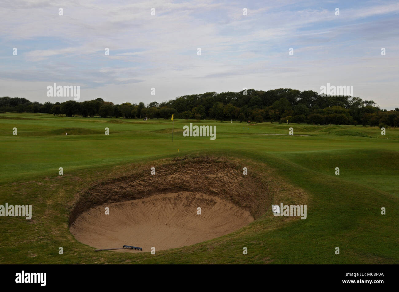 View of front bunker to the 18th Green and Golf course, Littlehampton ...