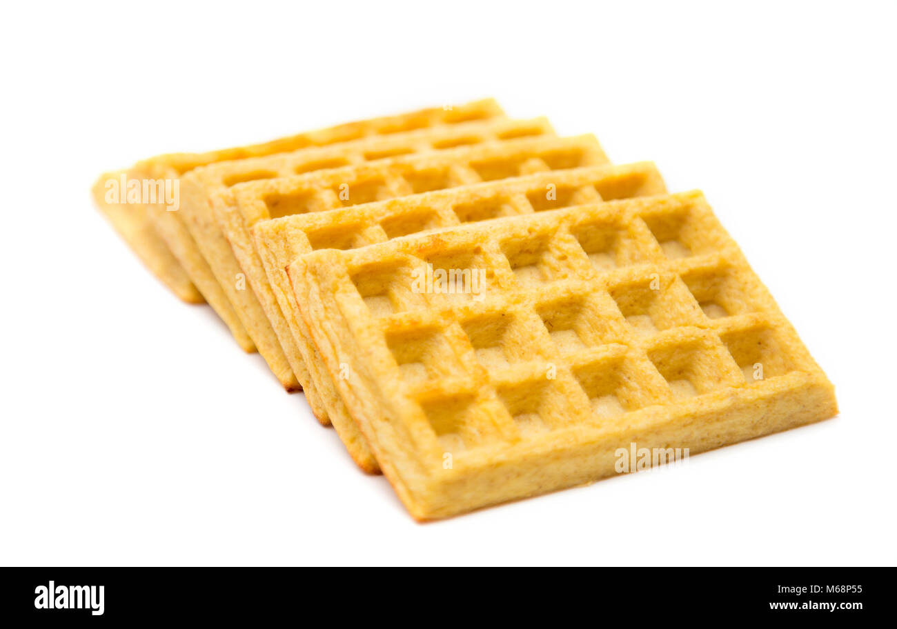 Homemade Rectangle Waffle on a White Background Stock Photo - Alamy